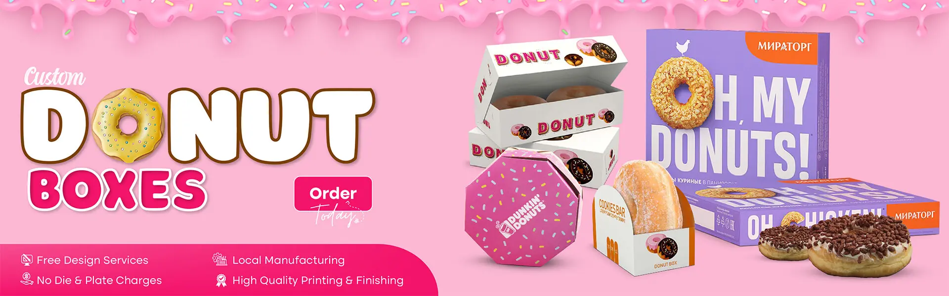 Custom Printed Donut Boxes | Wholesale & No-Minimum